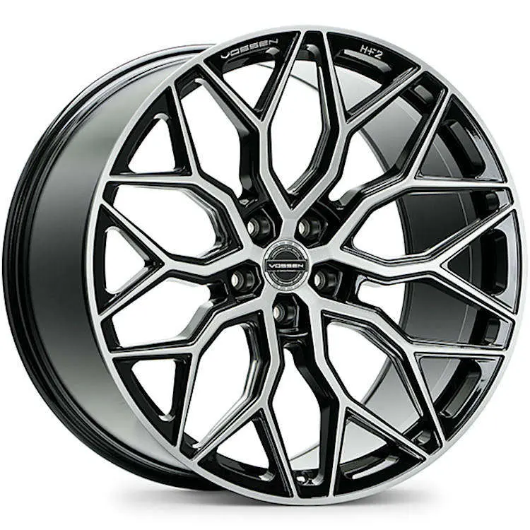 Vossen HF-2 22×12 5×120 +25 Gloss Black With Machined Brushed Spoke ...